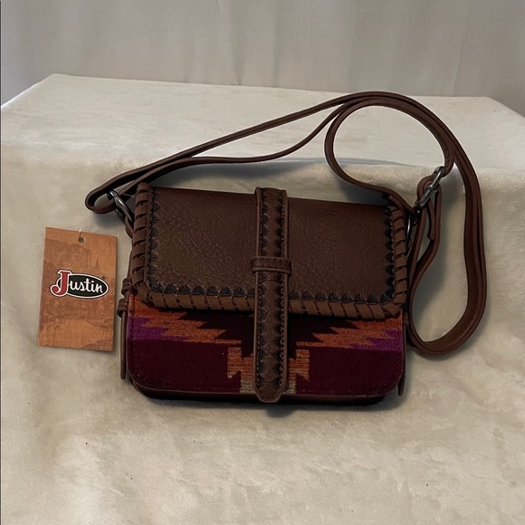 Justin Boots | Bags | Justin Boots Brown And Burgundy Crossbody Bag ...